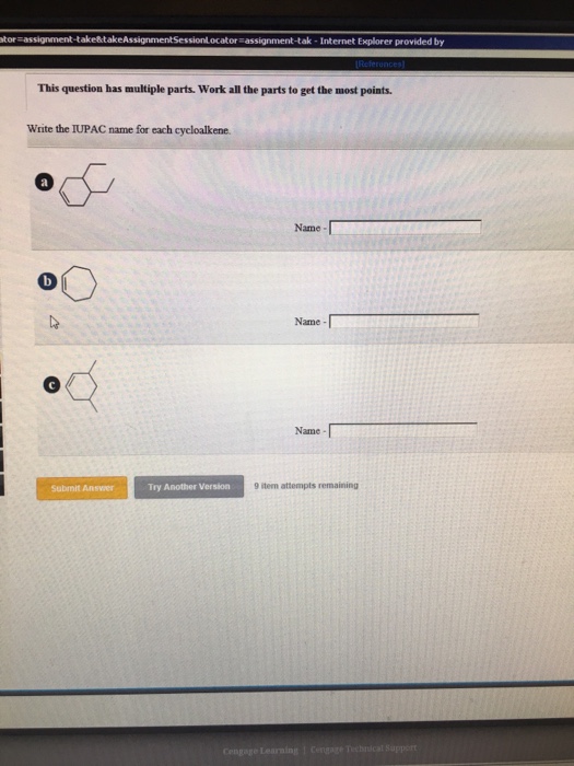 Solved Write the IUPAC name for each cycloalkene. | Chegg.com