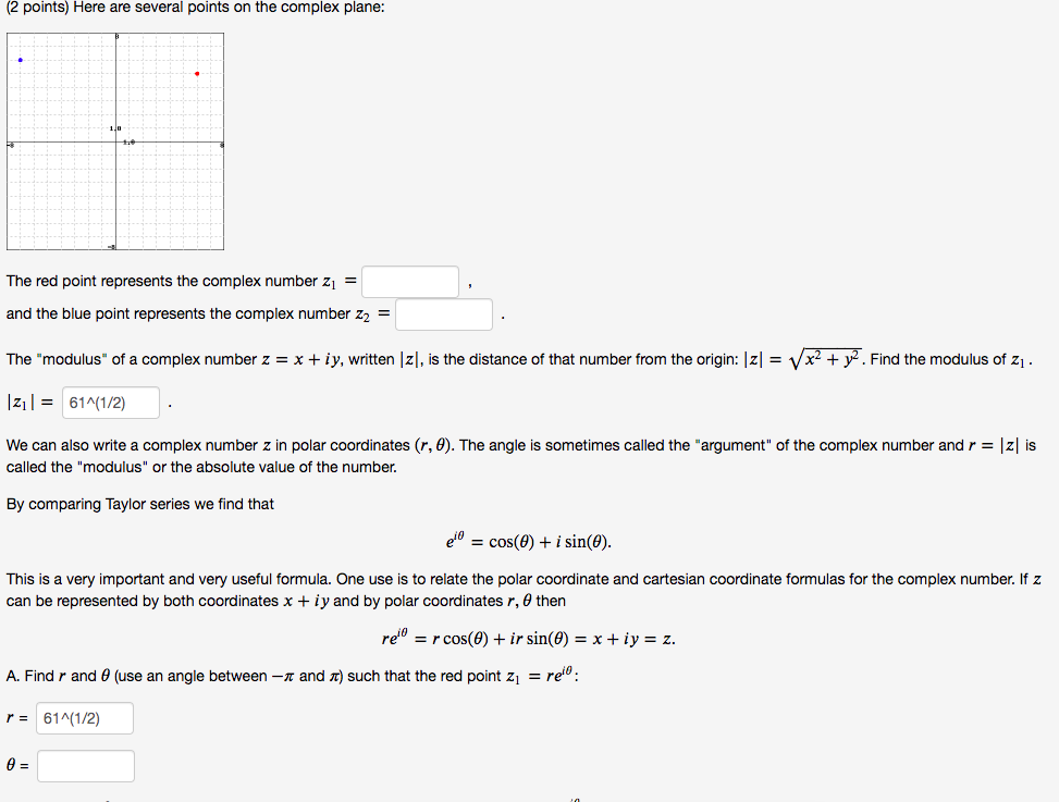 Solved (2 points) Here are several points on the complex | Chegg.com