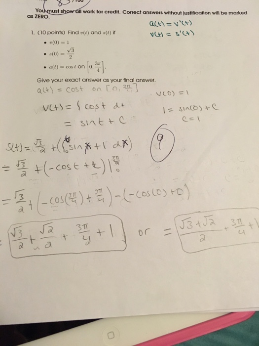 Solved Find v(t) and s(t) if v(0)=1, s(0)=sqrt3/2 and | Chegg.com
