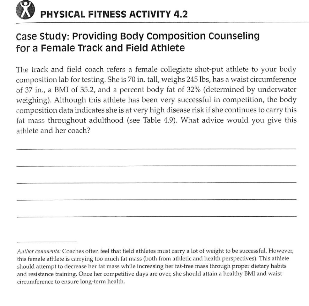 Solved PHYSICAL FITNESS ACTIVITY 4.2 Case Study: Providing | Chegg.com