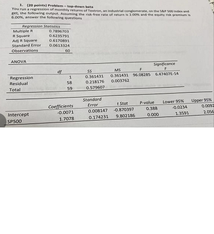 Solved C. Compute the annualized Jensen's alpha. What does | Chegg.com