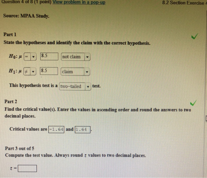 Solved Question 4 of 8 (1 point) View.problem in a pop-up | Chegg.com