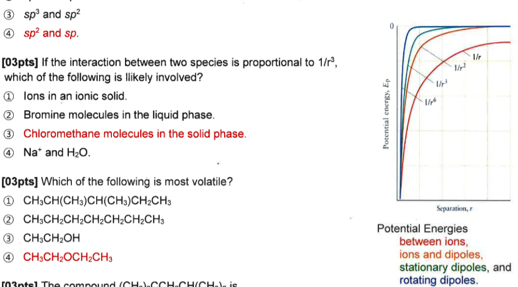 Solved 3 sp3 and sp2 4 sp2 and sp. Ur [03pts] If the | Chegg.com