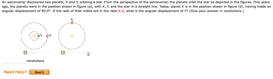 Solved An astronomer discovered two planets, X and Y, | Chegg.com