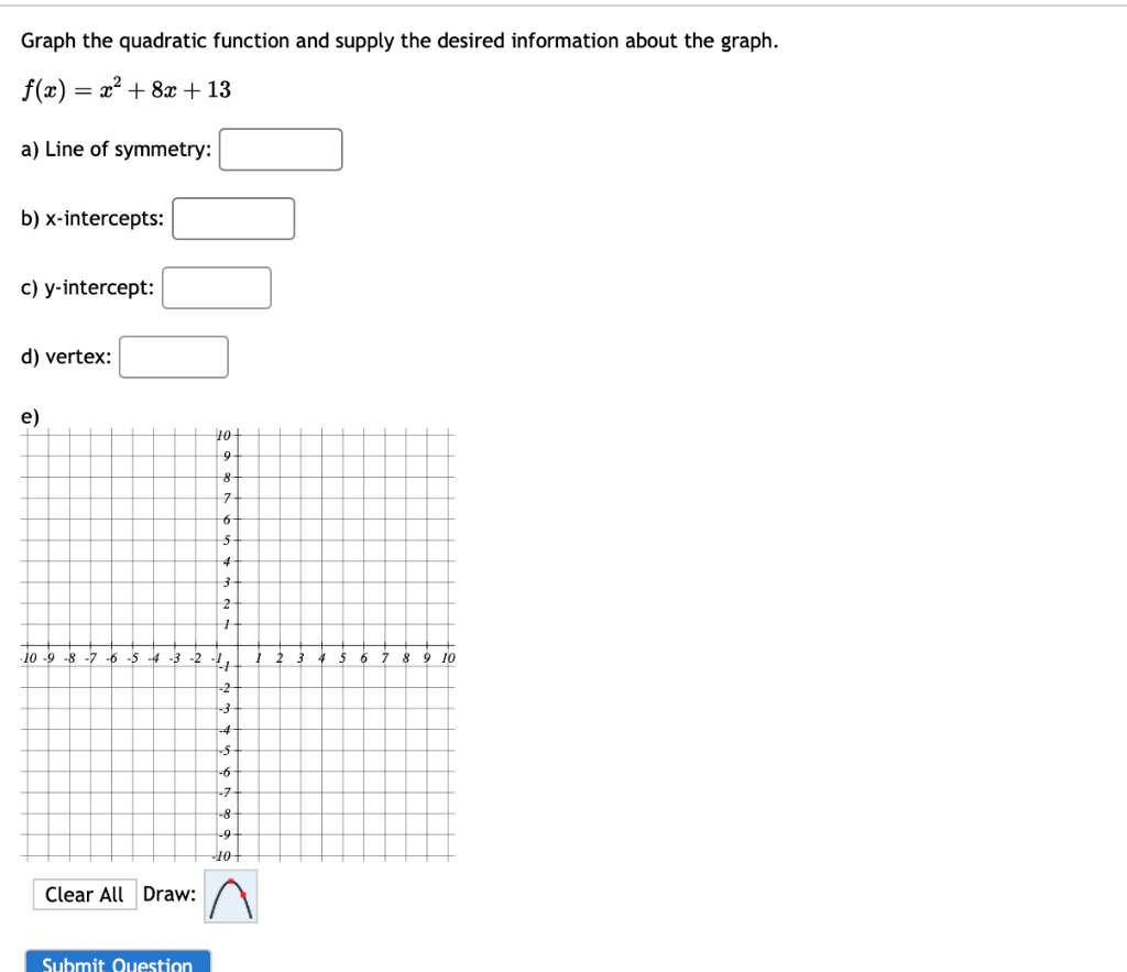 Solved Graph the quadratic function and supply the desired | Chegg.com