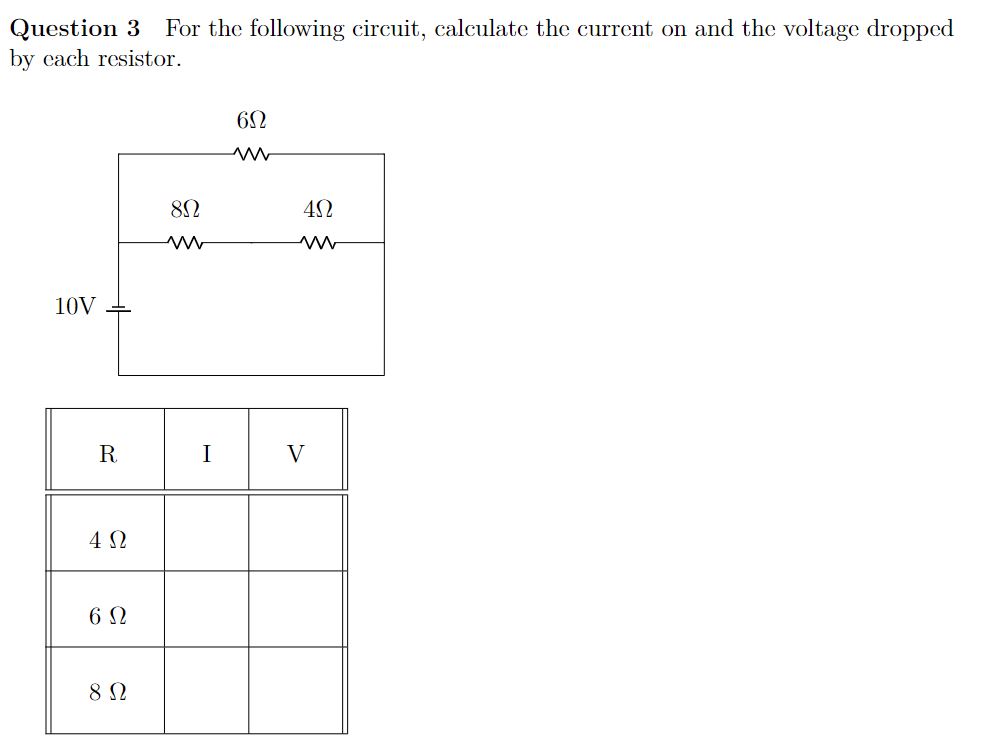 Solved Question 1 For the following circuit, calculate the | Chegg.com
