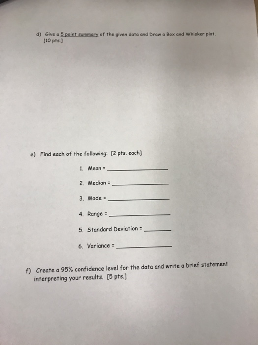 Solved Name: Math 115 Statistics Project /50pts The | Chegg.com