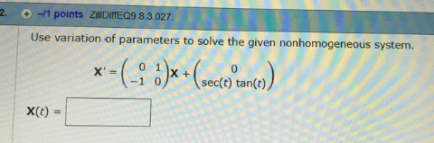 Solved Use variation of parameters to solve the given | Chegg.com
