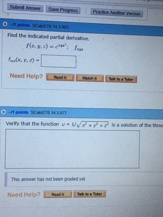 Solved Submit Answer Save Progress Practice Another Version | Chegg.com