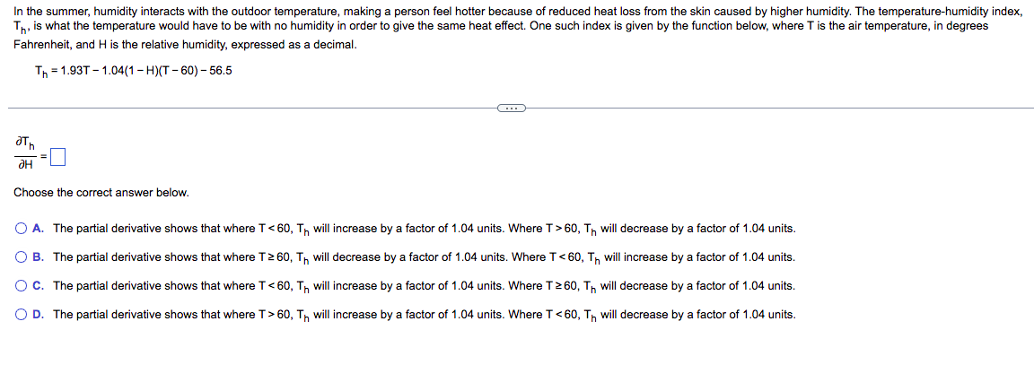 Solved In the summer, humidity interacts with the outdoor | Chegg.com