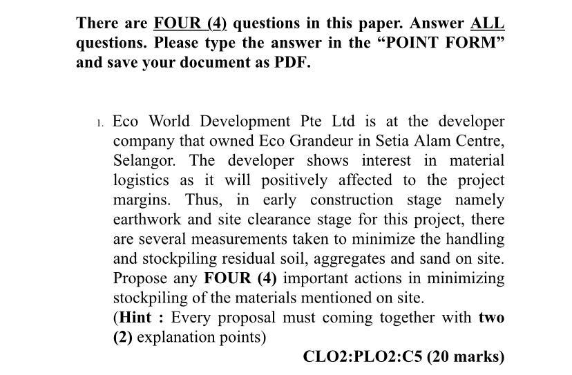 Solved There are FOUR (4) questions in this paper. Answer | Chegg.com