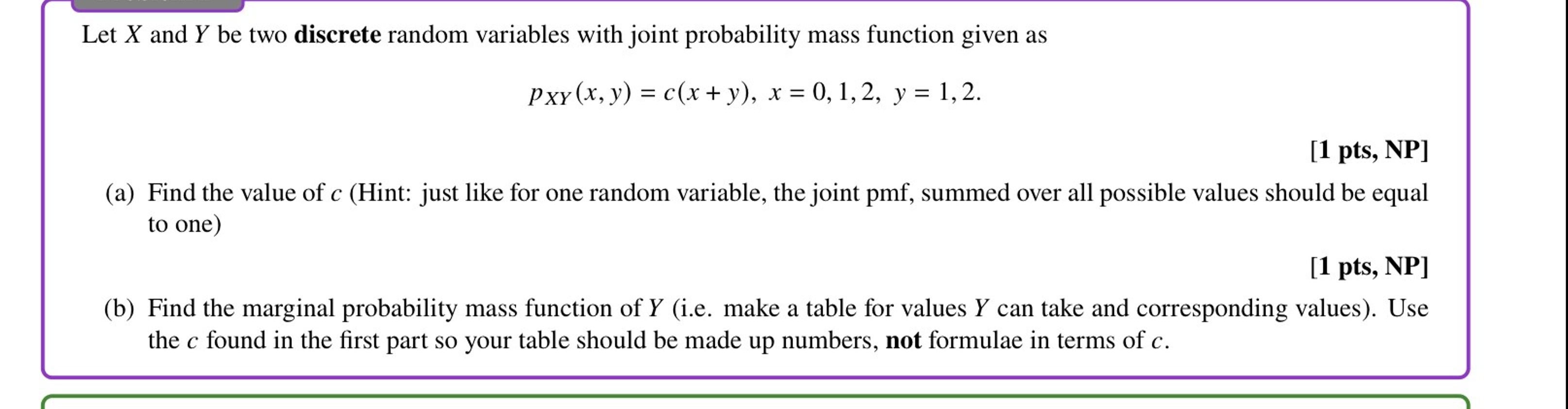 Solved Let x ﻿and Y ﻿be two discrete random variables with | Chegg.com