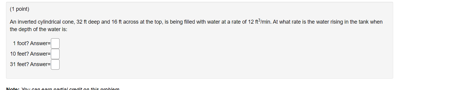 Solved An inverted cylindrical cone, 32 ft deep and 16 ft | Chegg.com