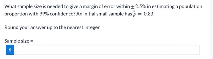Solved What sample size is needed to give a margin of error | Chegg.com