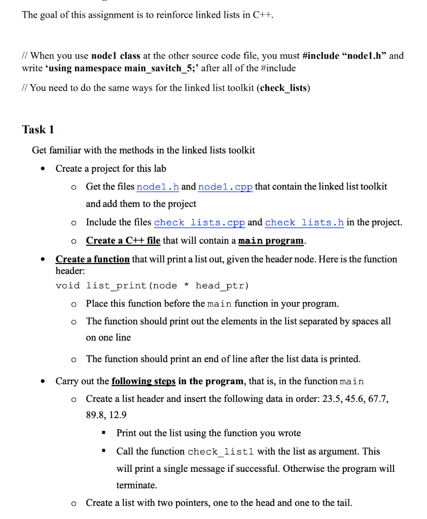 Solved The goal of this assignment is to reinforce linked | Chegg.com