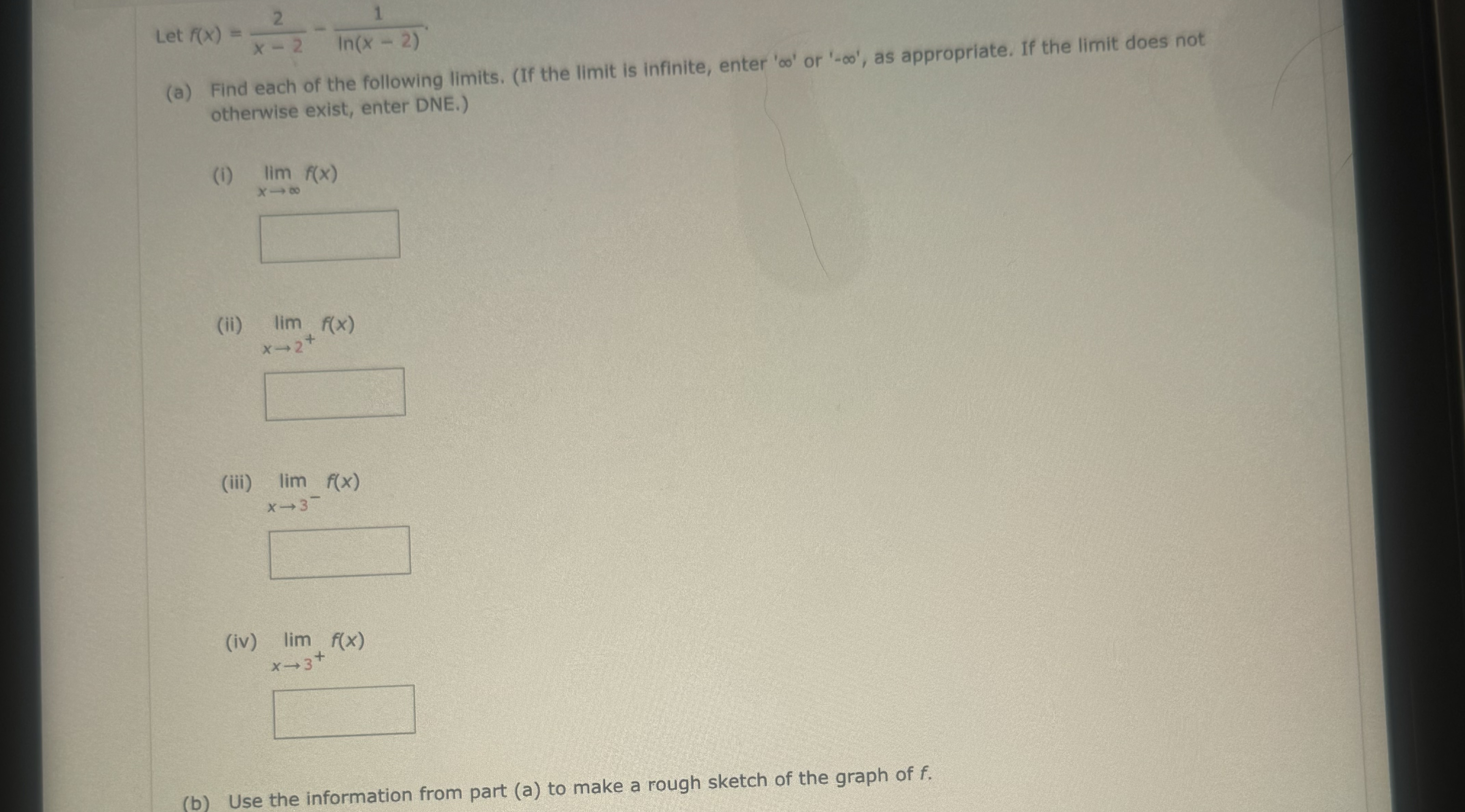 Solved Let f(x)=2x-2-1ln(x-2). ﻿otherwise exist, enter | Chegg.com