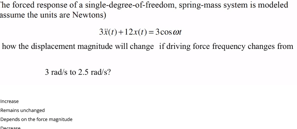 Solved The forced response of a single-degree-of-freedom, | Chegg.com