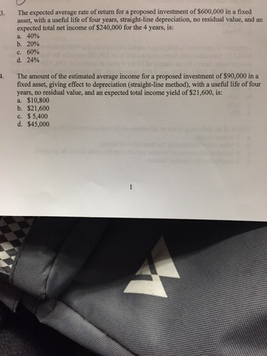 Solved The expected average rate of return for a proposed | Chegg.com