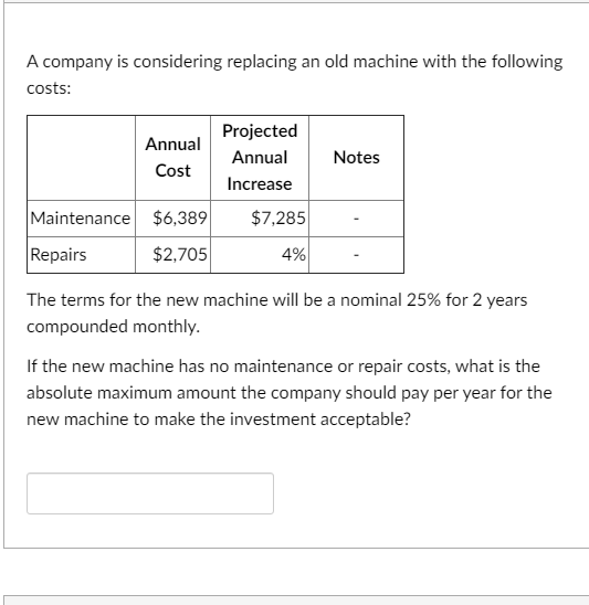 A company is considering replacing an old machine | Chegg.com