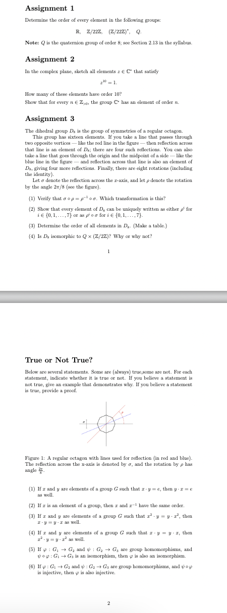 Solved Assignment 1Determine the order of ﻿every element in | Chegg.com
