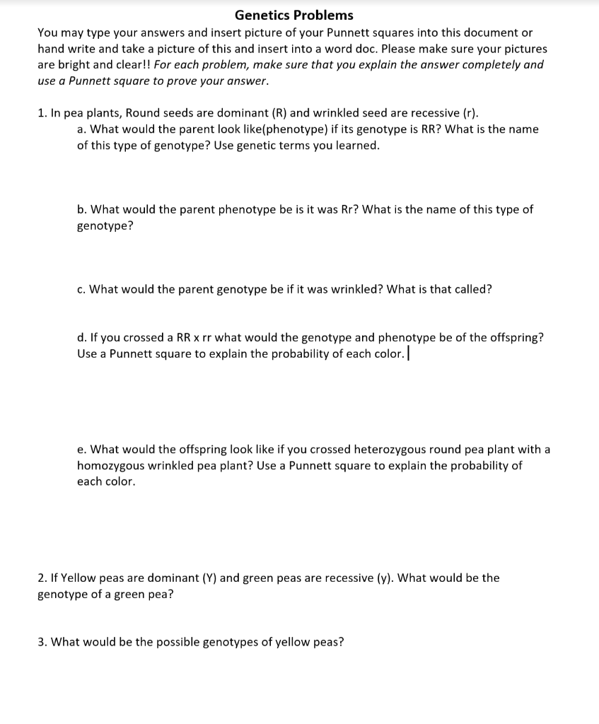 Solved Genetics Problems You may type your answers and | Chegg.com