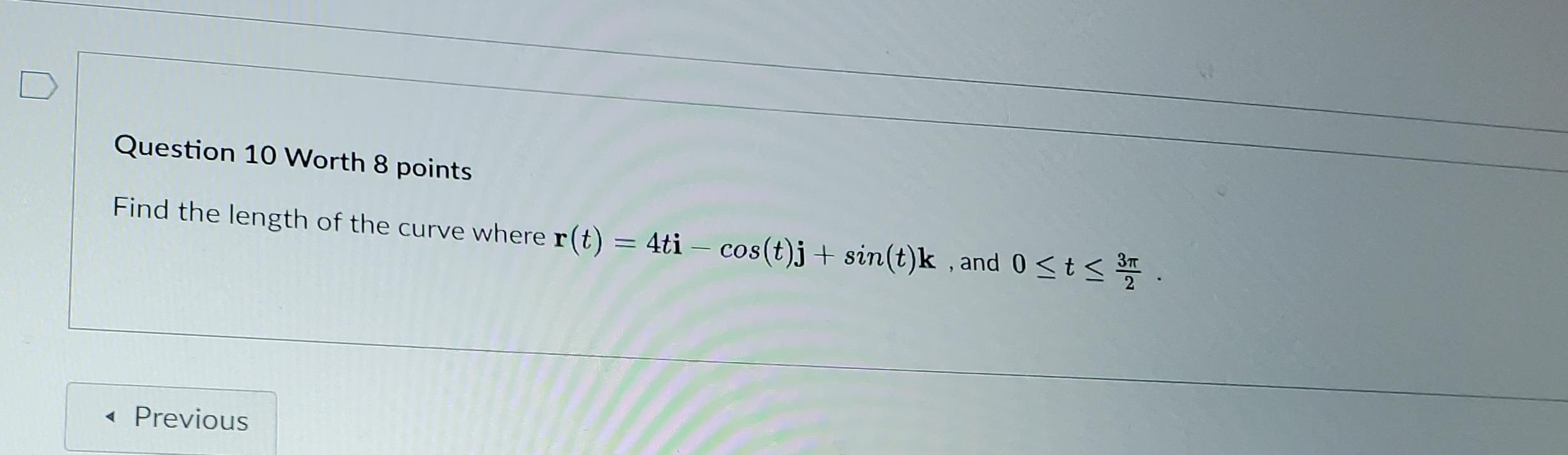 Solved Question 10 Worth 8 points Find the length of the | Chegg.com