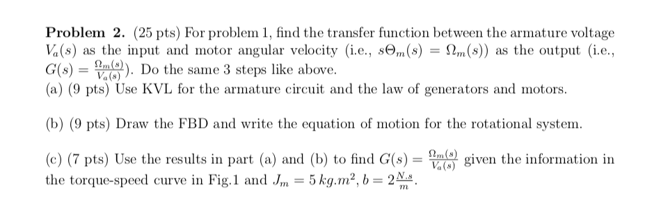 Solved Problem 1. (25 pts) For the motor shown in Fig.1 and | Chegg.com