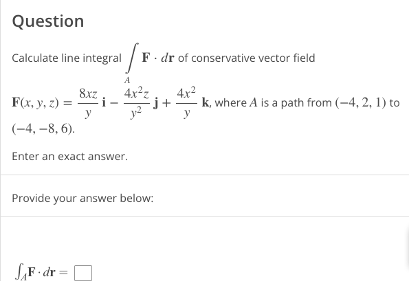 Solved Calculate line integral ∫AF⋅dr of conservative vector | Chegg.com