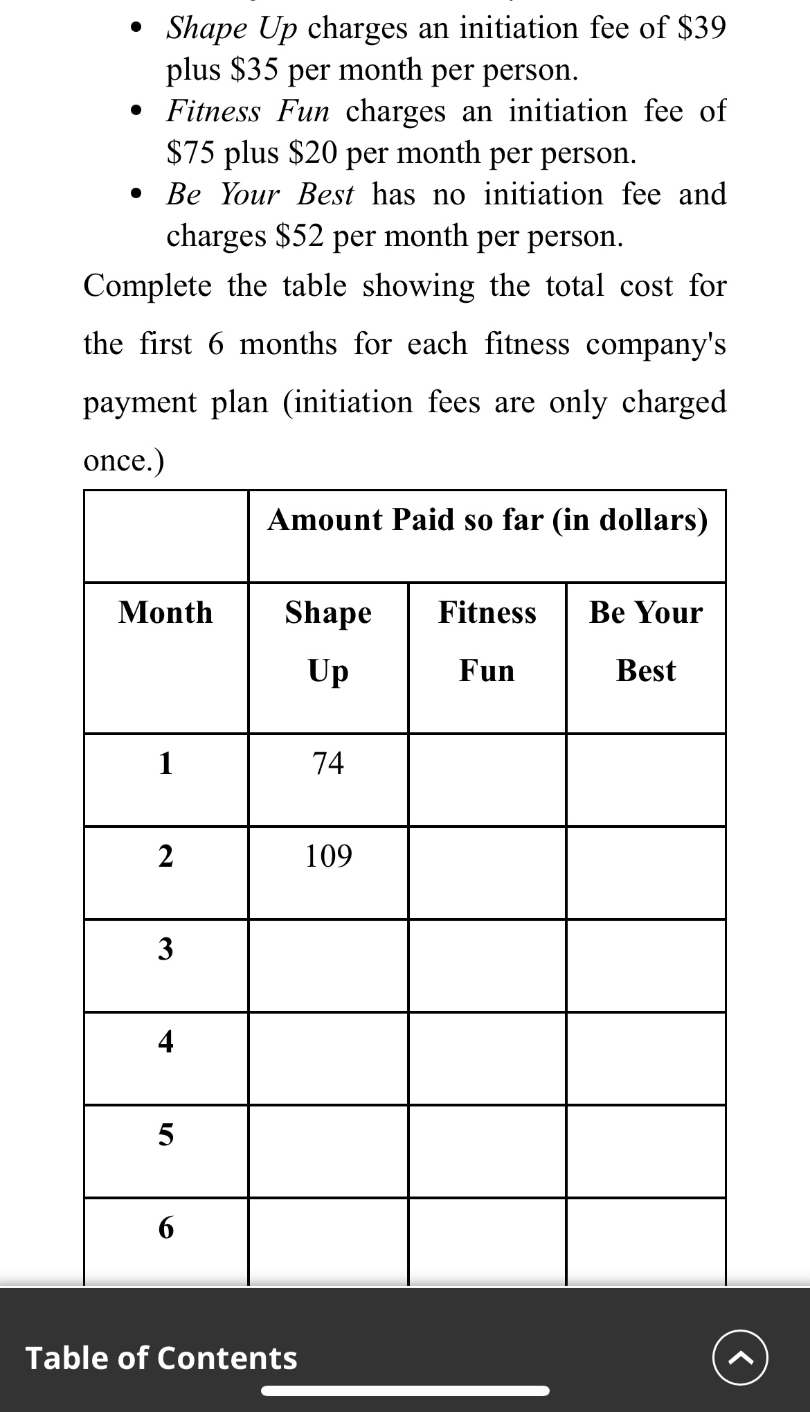 Solved Shape Up charges an initiation fee of $39plus $35 | Chegg.com