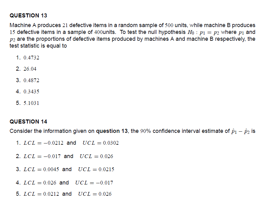 Solved QUESTION 13 Machine A produces 21 defective items in | Chegg.com