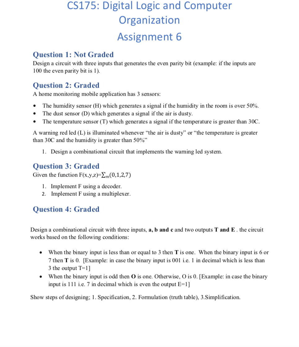 Solved CS175: Digital Logic and Computer Organization | Chegg.com