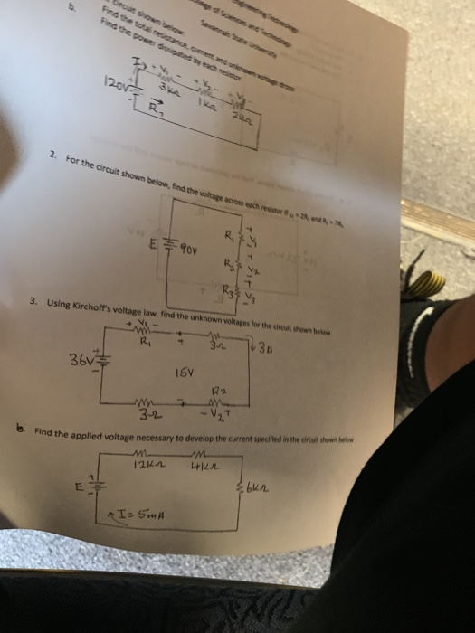 Solved 3. Using Kirchoffs voltage law, find the unknown | Chegg.com