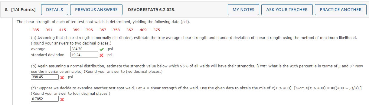 Solved 9. [1/4 Points] DETAILS PREVIOUS ANSWERS DEVORESTAT9 | Chegg.com