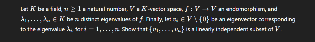Solved Let K be ﻿a field, n≥1 ﻿a natural number, | Chegg.com