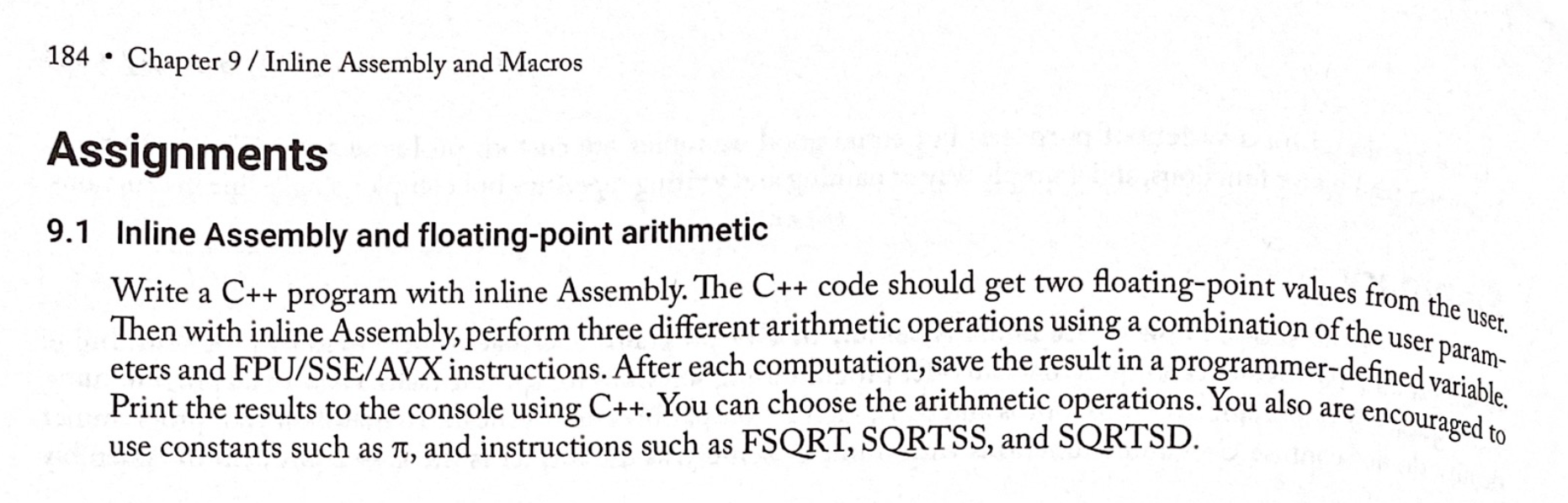 Solved 9.1 Inline Assembly and floating-point arithmetic | Chegg.com Solved 9.1 Inline Assembly and floating-point arithmetic | Chegg.com