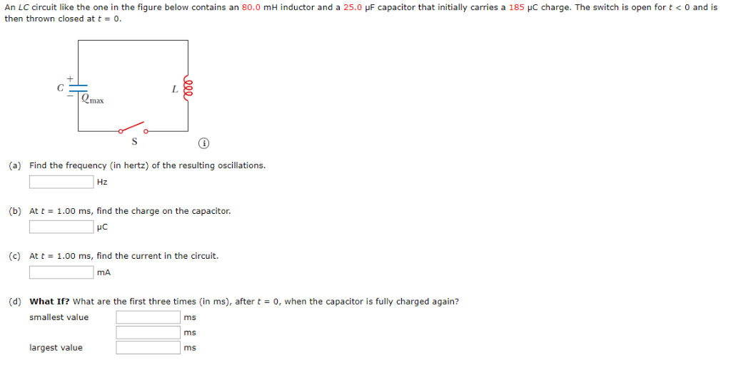 Solved An LC circuit like the one in the figure below | Chegg.com