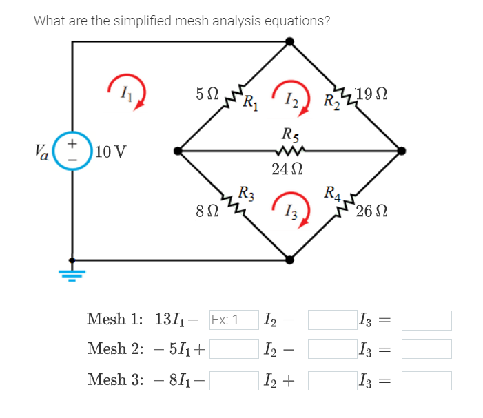 Solved What are the simplified mesh analysis equations? | Chegg.com