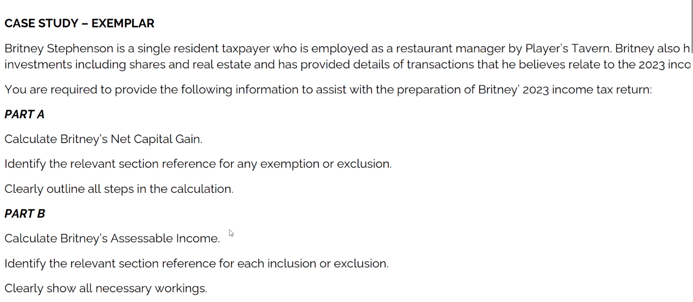 Solved CASE STUDY - EXEMPLAR Britney Stephenson is a single | Chegg.com