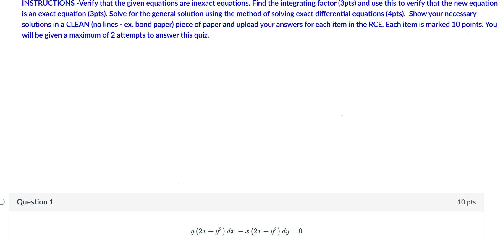 Solved INSTRUCTIONS -Verify that the given equations are | Chegg.com