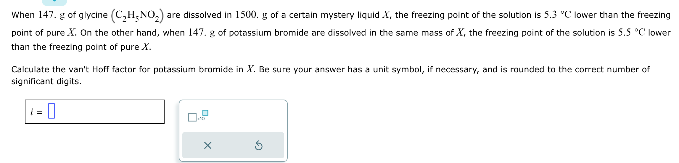 Solved When 147. g of glycine (C2H5NO2) are dissolved in | Chegg.com
