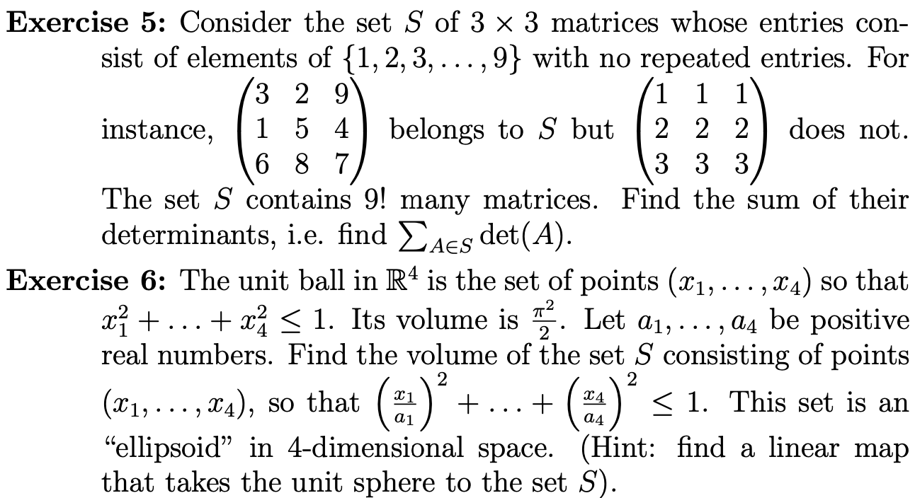 Solved Exercise 5: Consider the set S of 3×3 matrices whose | Chegg.com