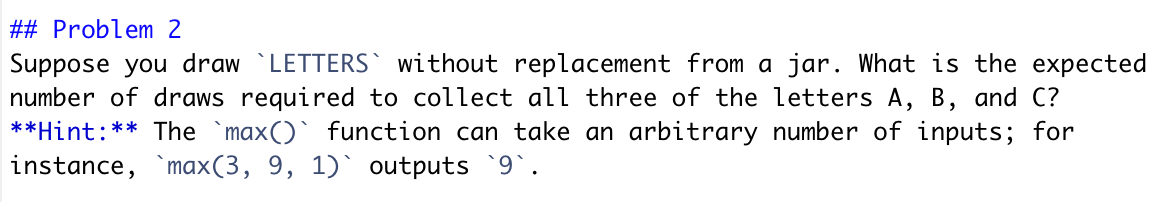 Solved ## Problem 2 Suppose you draw ‘LETTERS without | Chegg.com