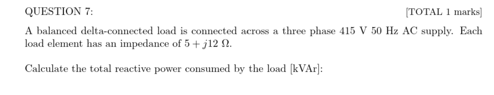 Solved QUESTION 5: [TOTAL 1 marks] A balanced | Chegg.com
