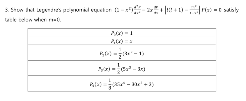 Solved 3 Show That Legendres Polynomial Equation