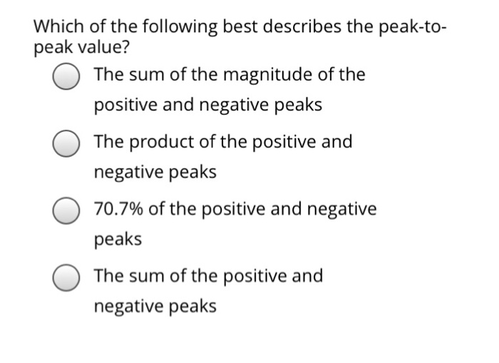 Solved Which of the following best describes the peak-to- | Chegg.com
