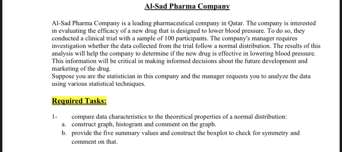 Solved Al-Sad Pharma Company is a leading pharmaceutical | Chegg.com