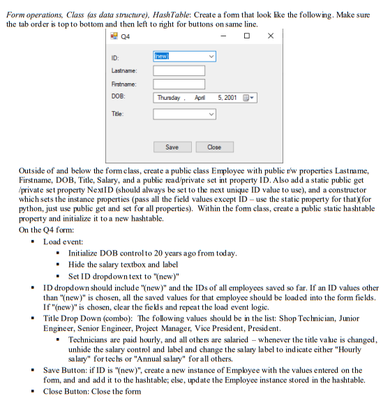 Solved Form operations, Class (as data structure), | Chegg.com