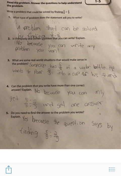 Solved 1-5 Read the problem. Answer the questions to help | Chegg.com