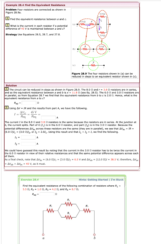 Solved Example 28.4 Find the Equivalent Resistance Problem | Chegg.com