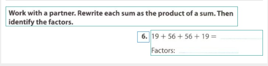 Solved Work with a partner. Rewrite each sum as the product | Chegg.com